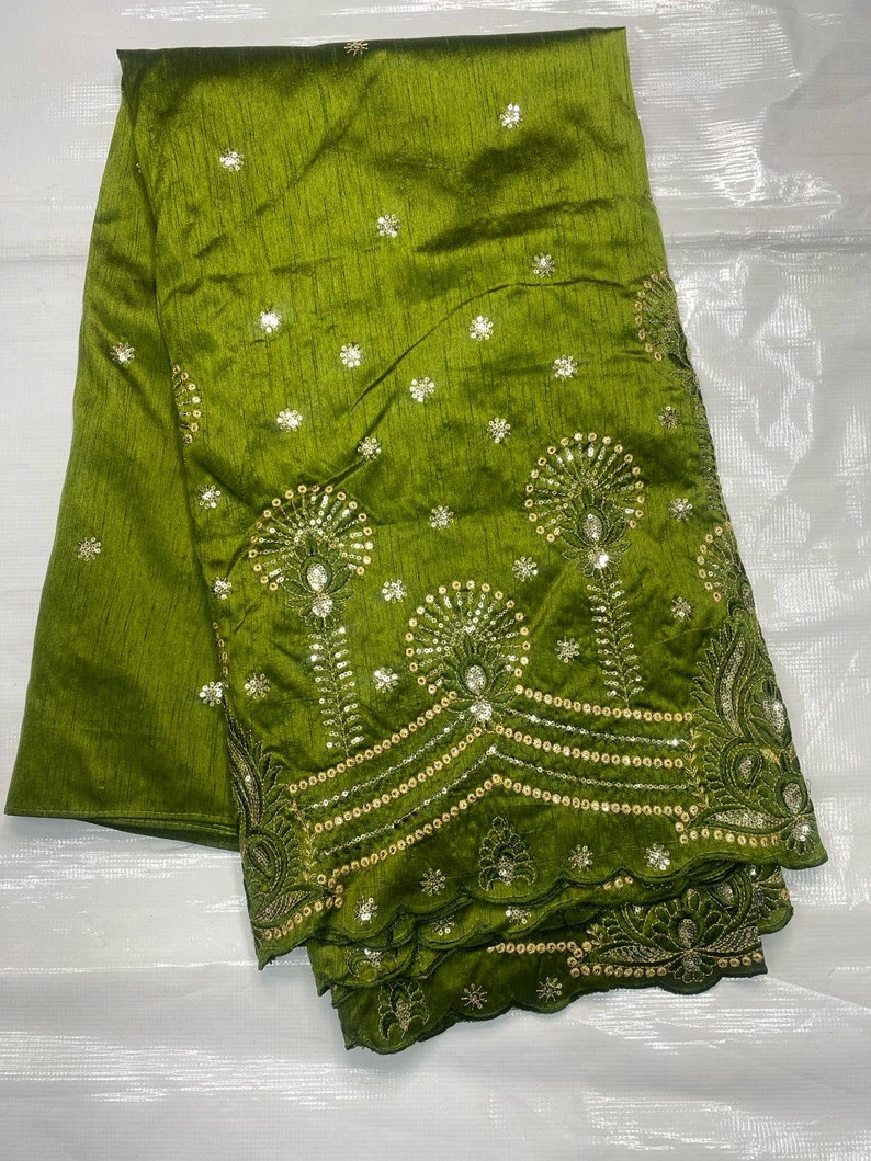 Royal Purple George Lace Fabric | Gold Embroidered Asoebi Material, 5 ...