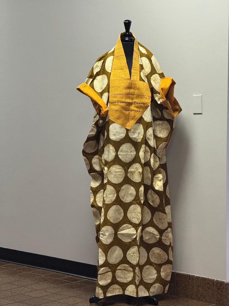 Handcrafted Yoruba Agbada: Brown & Gold Tie-dye African Robe - Etsy