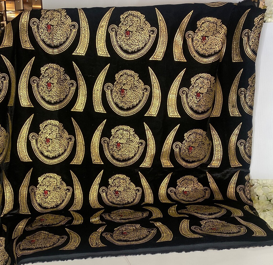 Isi Agu Black and Gold Isi Agu Velvet Fabric Sold per Yard/ - Etsy