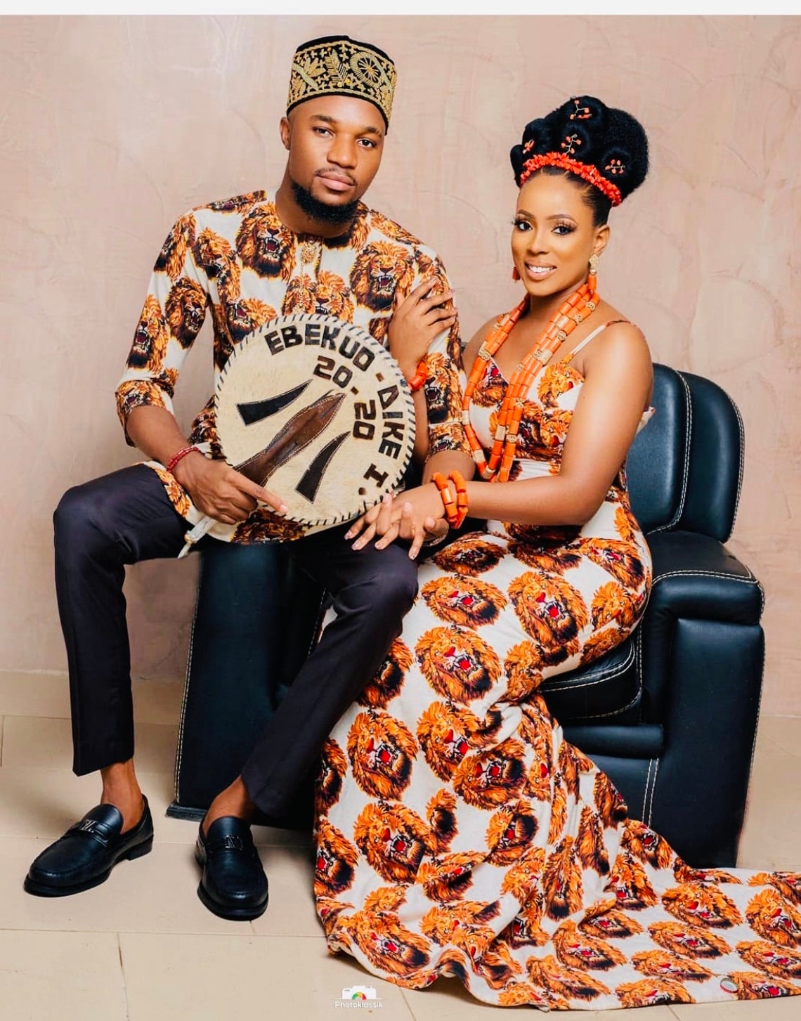 Couple Isi Agu Outfit – African Igbo Wedding Attire Orginal Velvet - Etsy