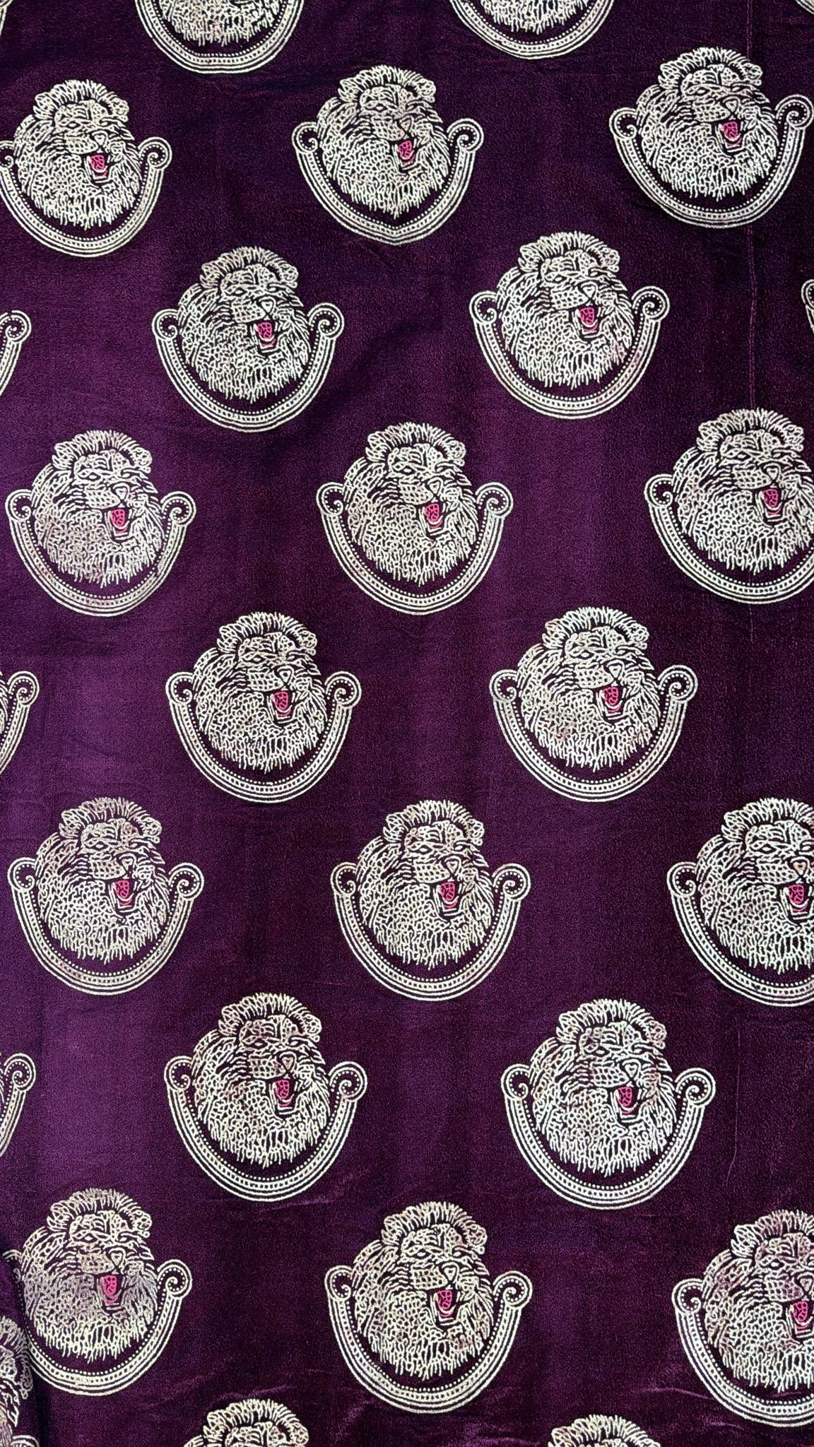 Lion Print Velvet Fabric – Isi Agu Igbo Attire, Sold per Yard - Etsy