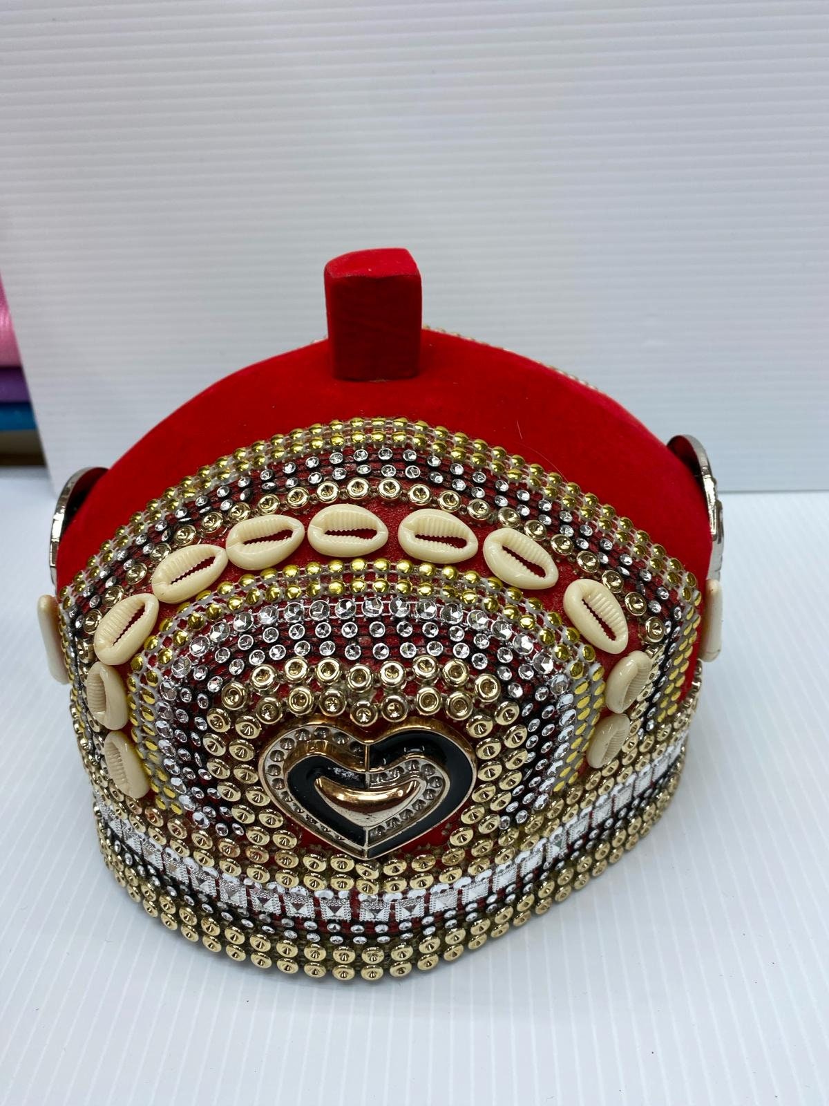 Trendy Red Igbo Chieftaincy Cap, King Fashion Hat for Traditional ...