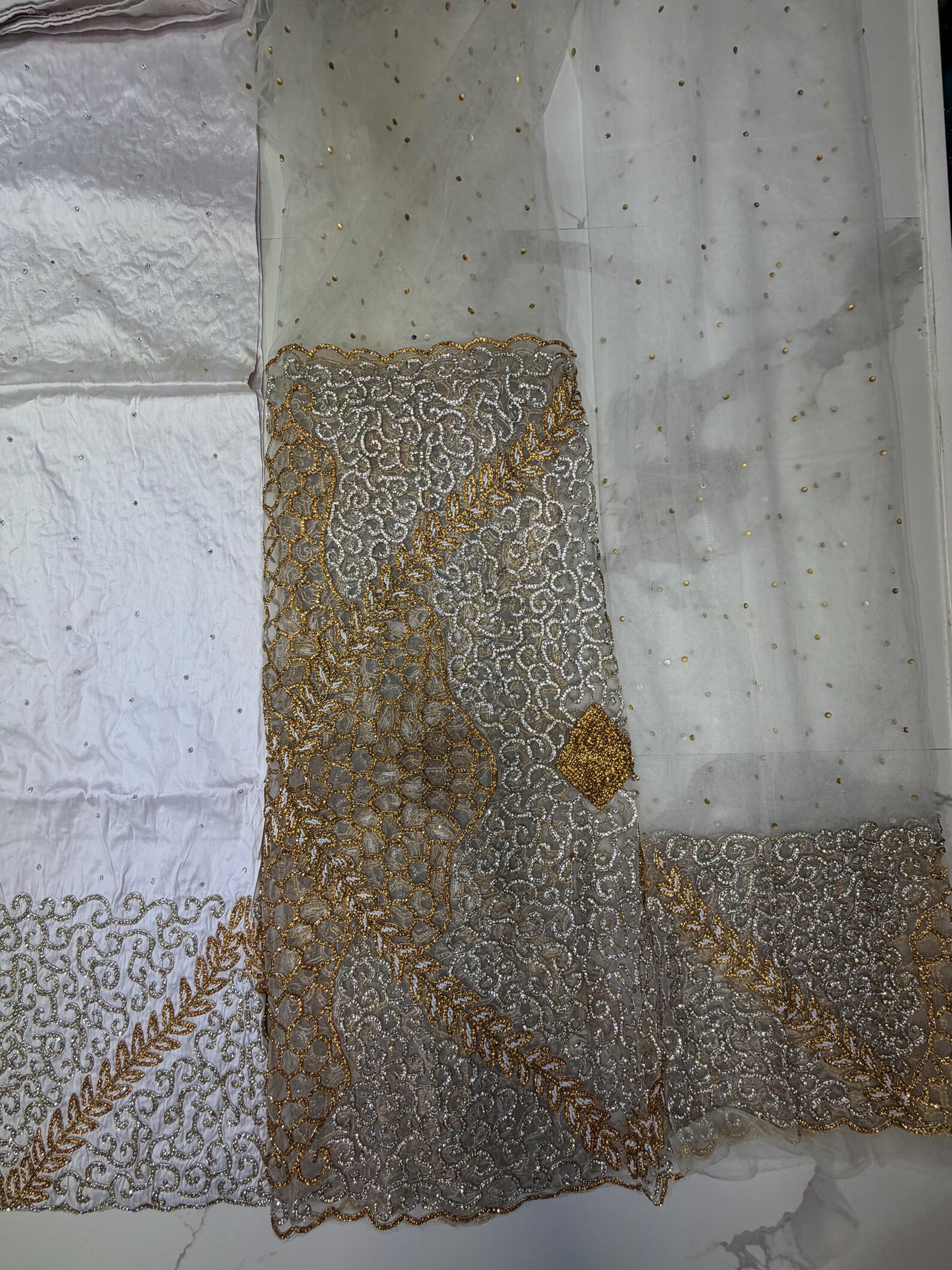 Gold and White Indian George Bridal Set – Yoruba/igbo Wrapper and ...