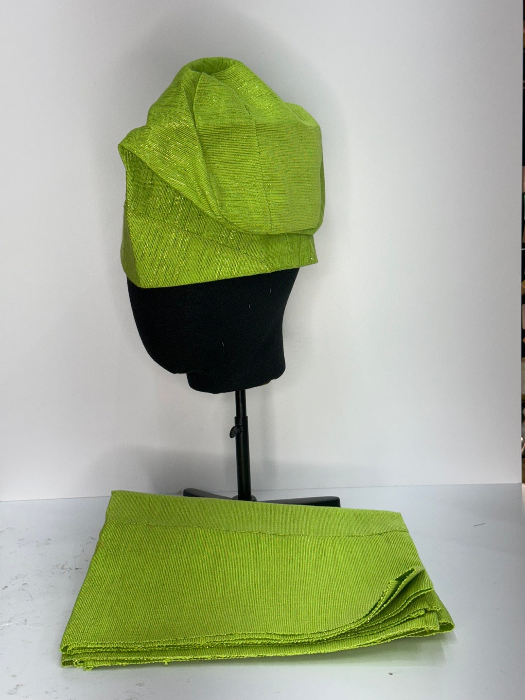 Lemon Green Asooke Set: Personalized Handwoven Nigerian Fabric Gele and ...