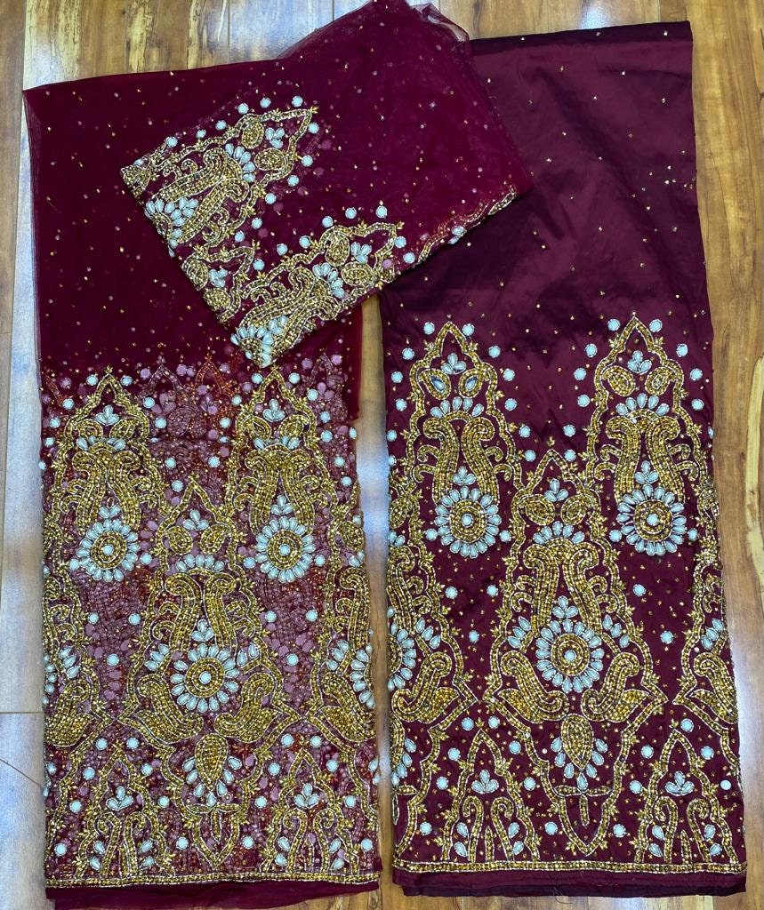 Matériau en tissu George perlé nigérian Parfait pour une tenue ...