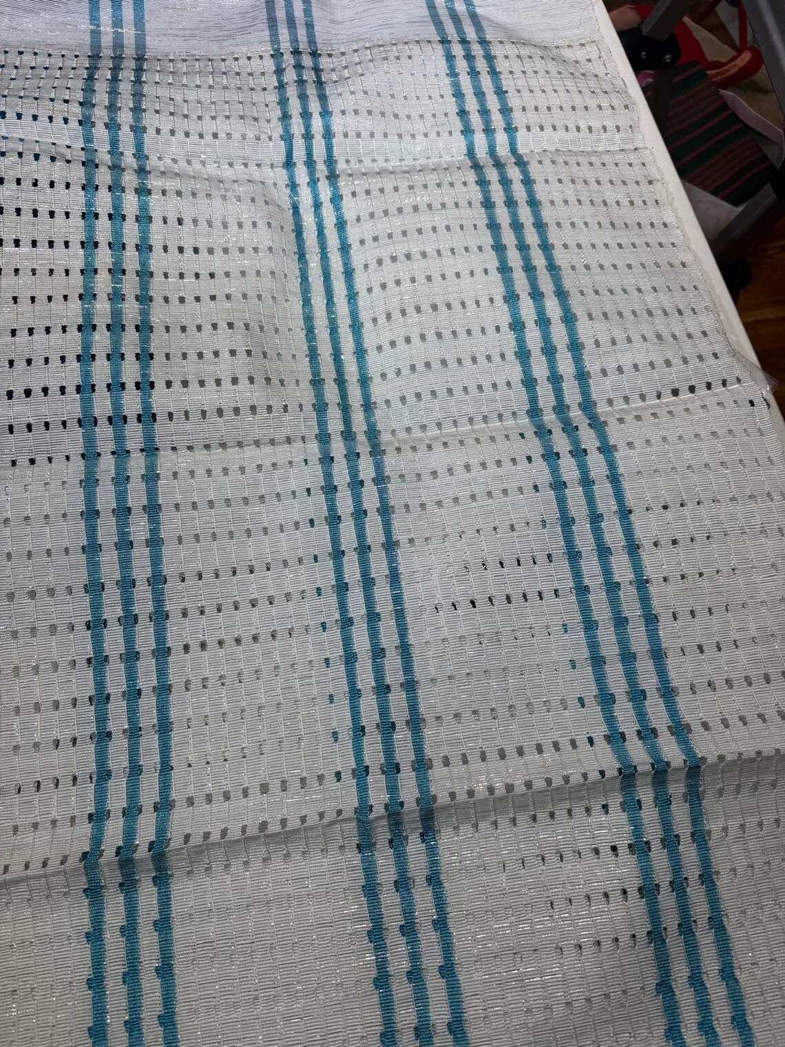 Handwoven Aso Oke Fabric – White & Blue Nigerian Yoruba Textile ...
