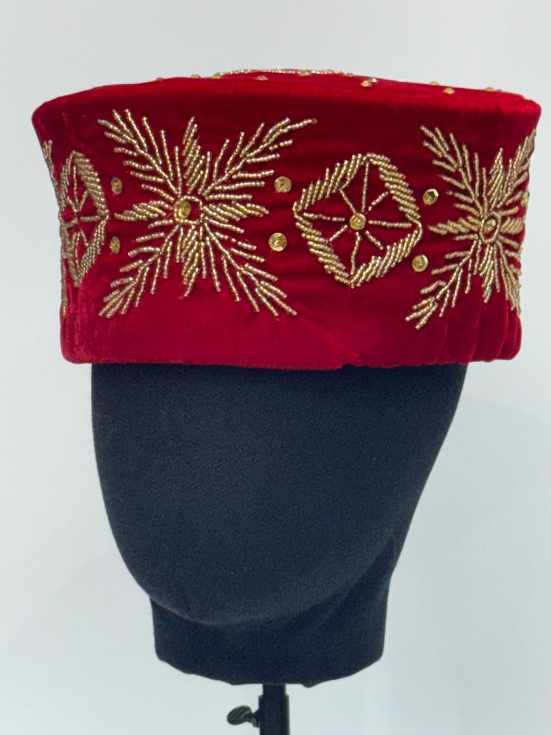 Red Ibo Kufi Hat: Cowries African Royalty Wedding Hat - Etsy