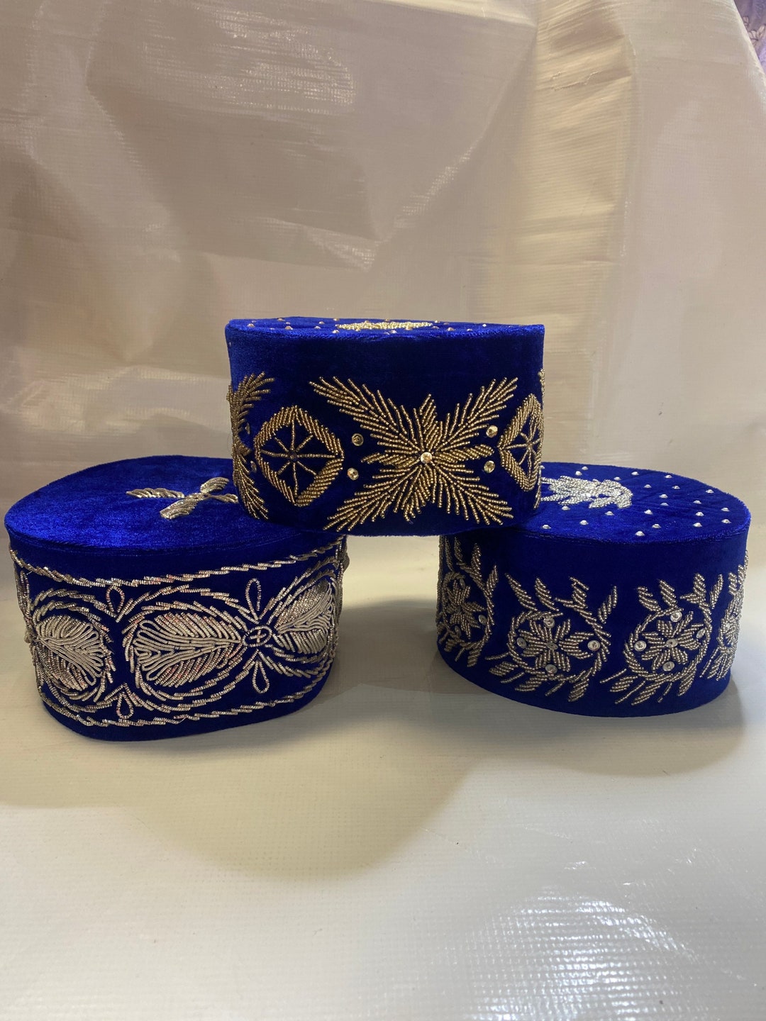 Wedding Cap Royal Blue Velvet Hard Hat/cap, Lgbo Cultural Attire, Igbo ...