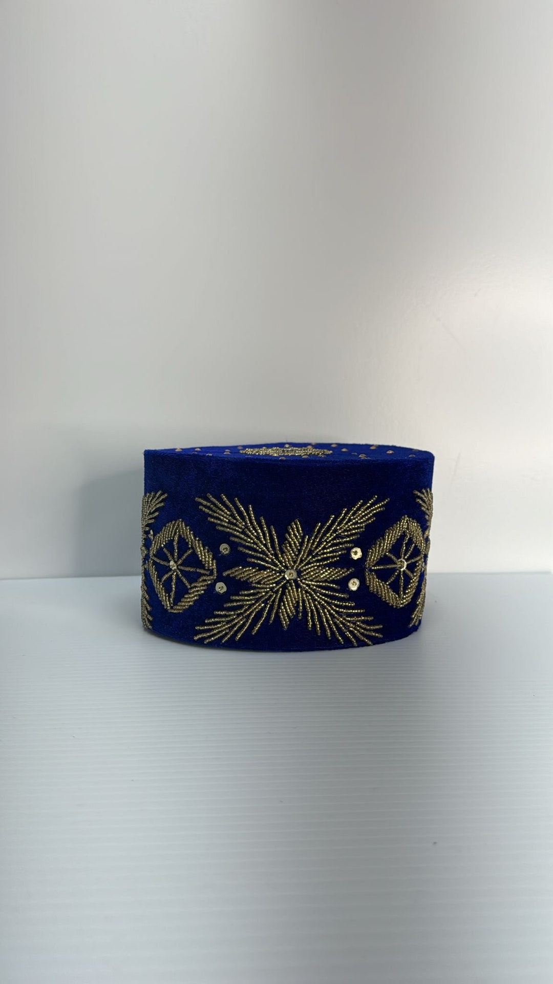 Royal Blue & Gold Stylish Design Igbo Men Hat, AFRICAN Cultural Igwe ...