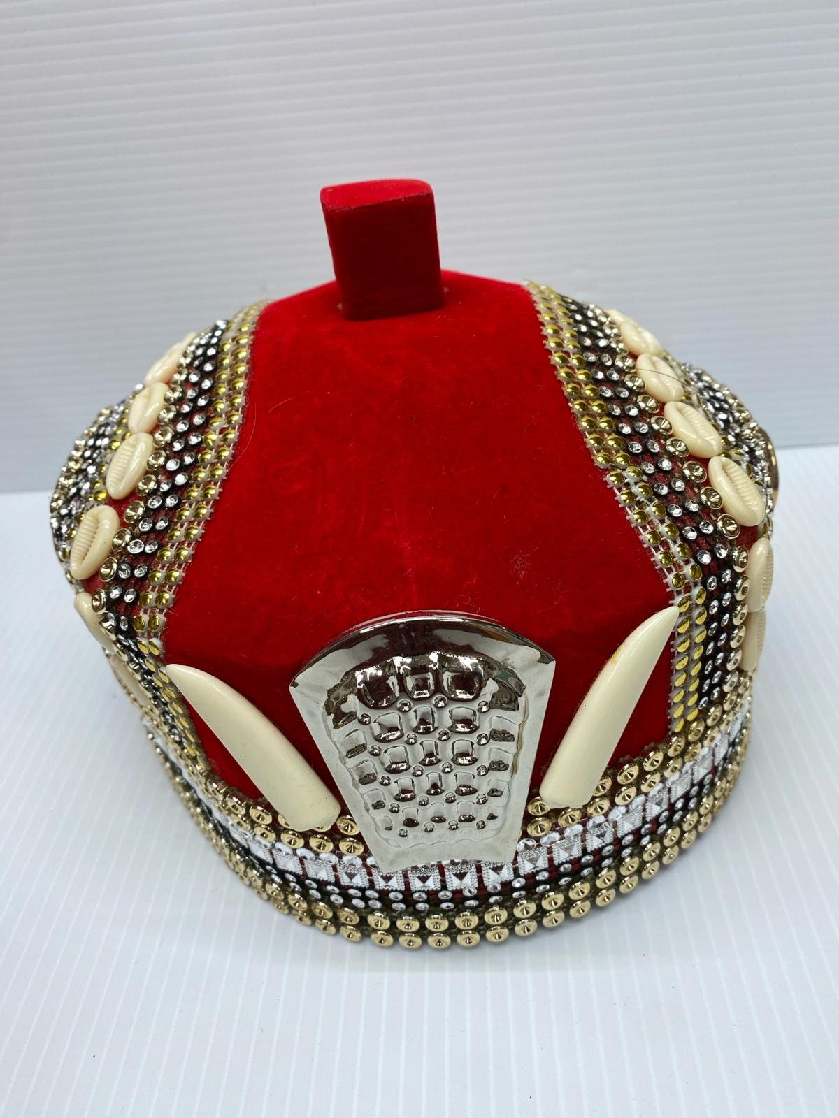 Trendy Red Igbo Chieftaincy Cap, King Fashion Hat for Traditional ...