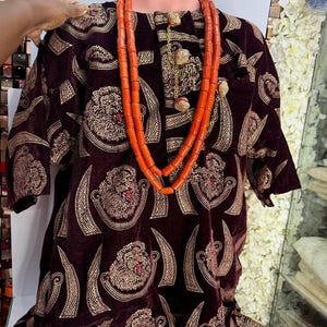 Red Igbo Beaded Cap, Ichie Hat, Isiagu Velvet Top, Coral Bead, African ...