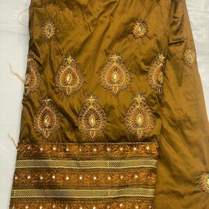 Royal Purple George Lace Fabric | Gold Embroidered Asoebi Material, 5 ...
