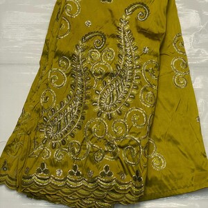 Royal Purple George Lace Fabric | Gold Embroidered Asoebi Material, 5 ...