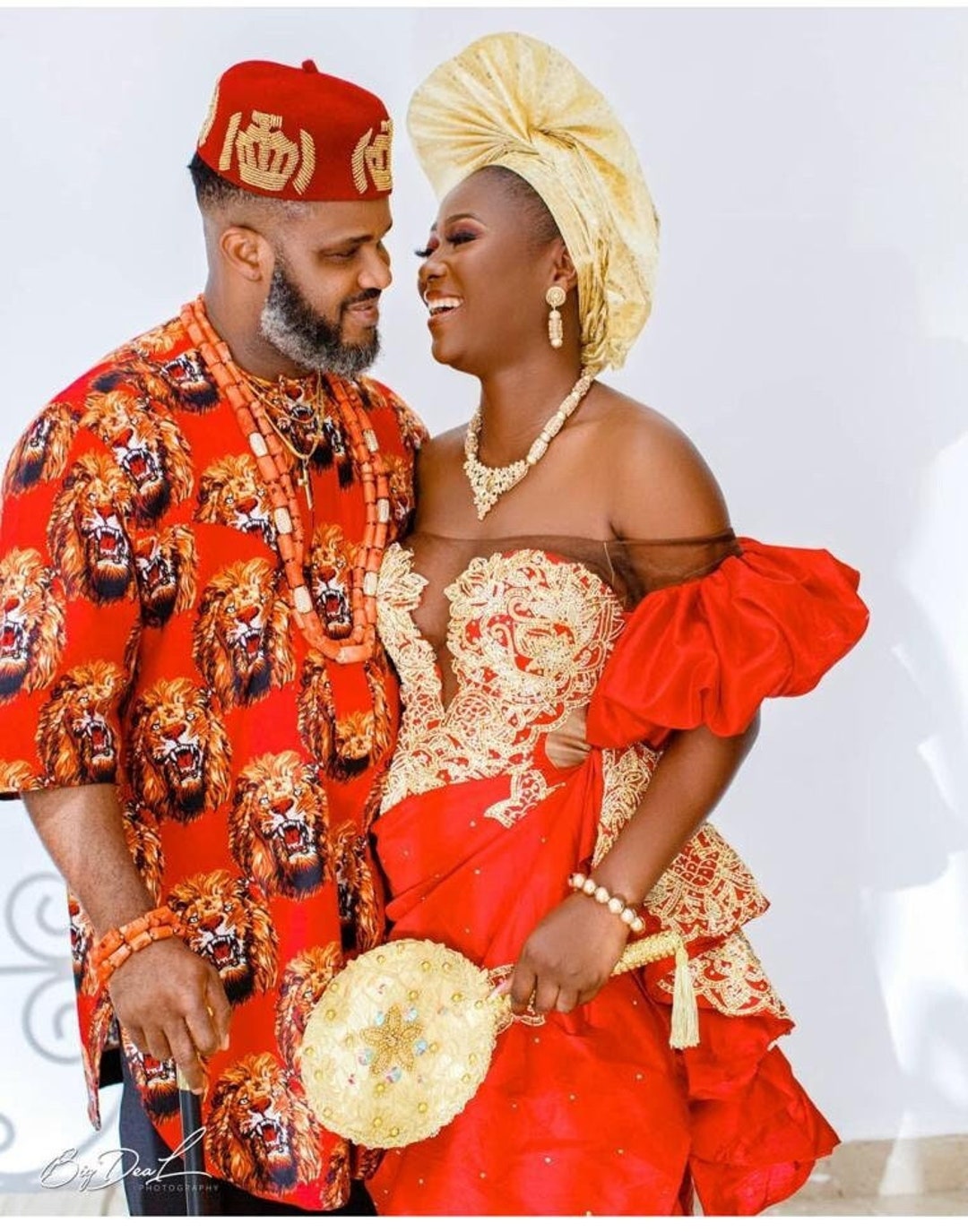 Classical Igbo Chieftaincy Nigerian Embroidered Handmade Red Igbo Ozo ...