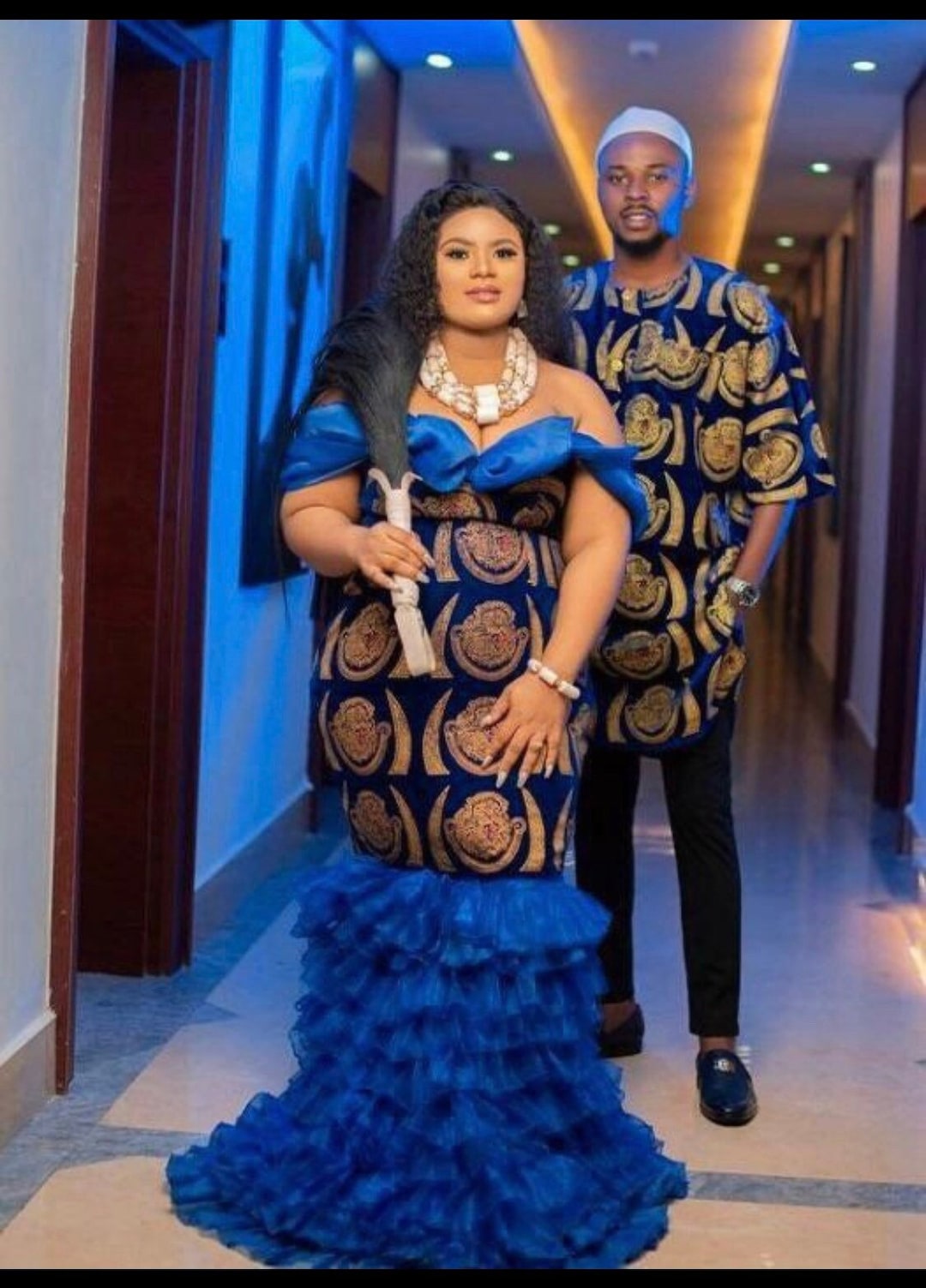 Royal Blue Matching Isiagu Fabric, Isi Agu Men Top for African Wedding ...