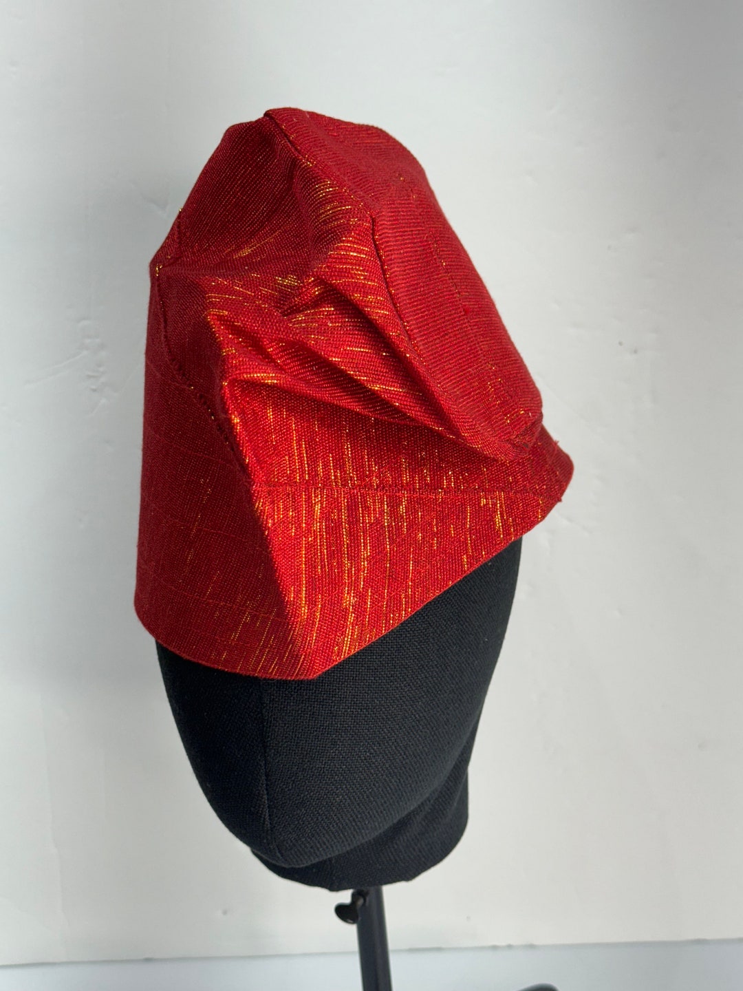 Red and Gold Nigerian Aso Oke Cap With Embroidery Fila Cap Red Aso Oke ...