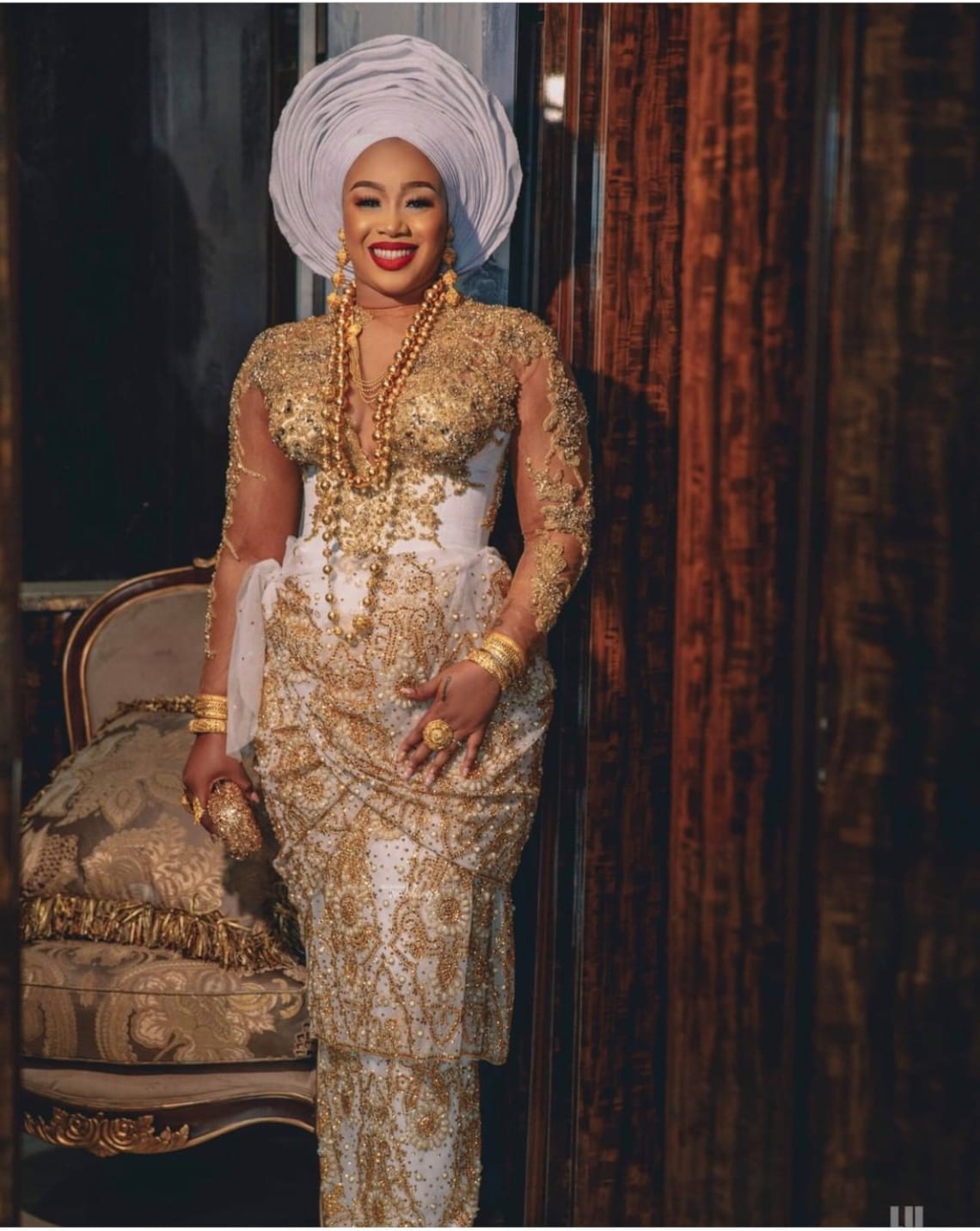 Greorge Igbo Bride New White and Gold Nigerian Igbo Fabric 1.5 Yds ...