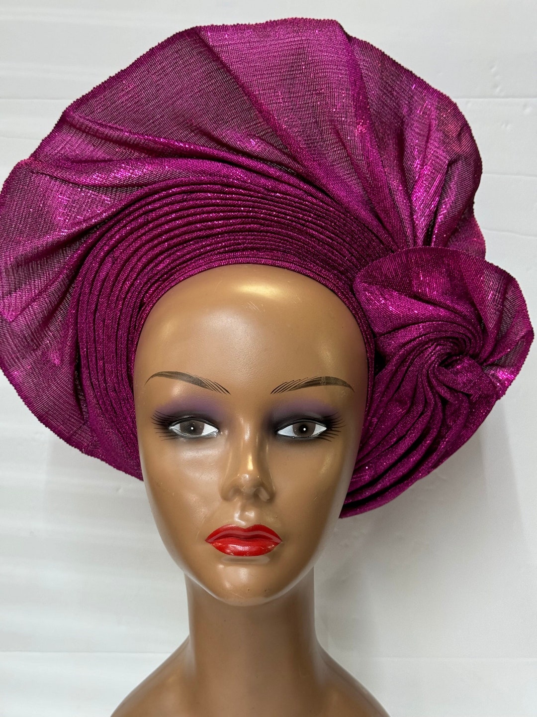 Flushia Pink Aso Oke Autogele: Nigerian Wedding Headwrap - Etsy