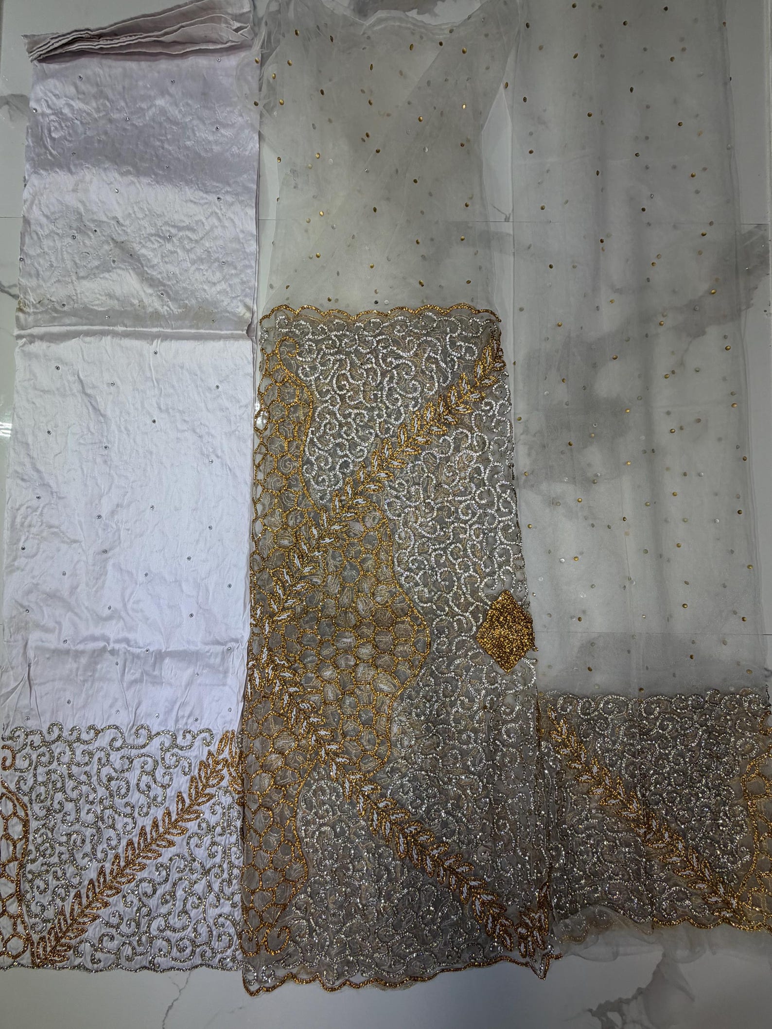 Gold and White Indian George Bridal Set – Yoruba/igbo Wrapper and ...