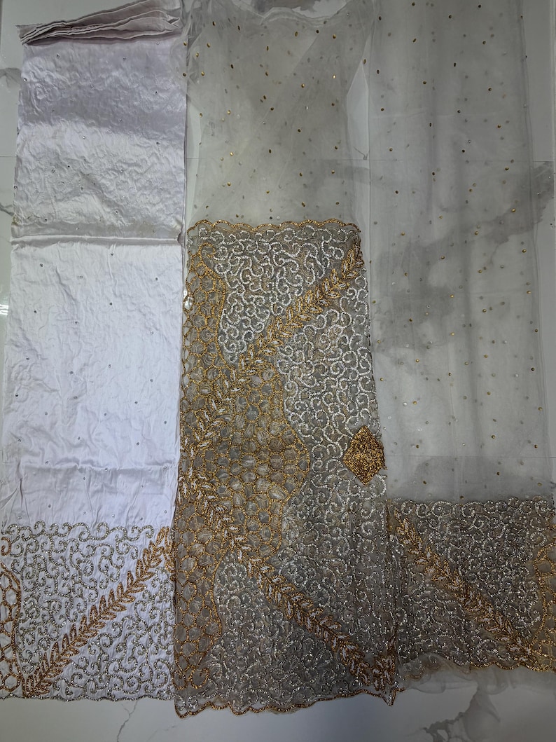 Gold and White Indian George Bridal Set – Yoruba/igbo Wrapper and ...