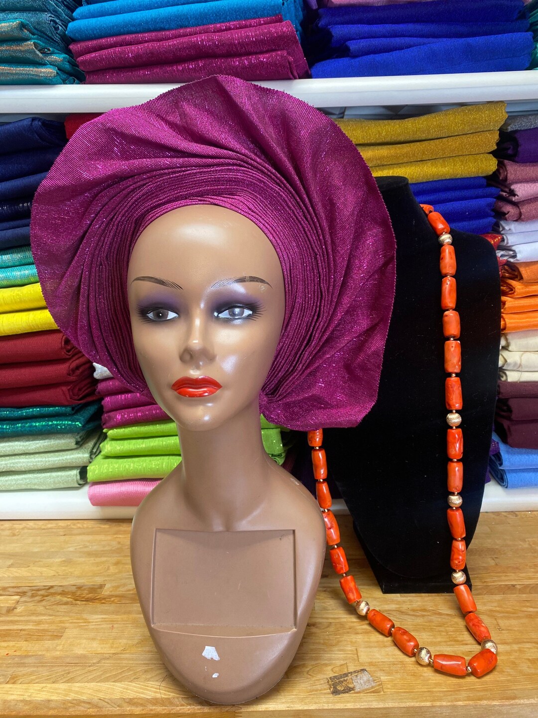 Nigerian Traditional Autogele, Aso Oke Fabric Headwrap, African Bridal ...