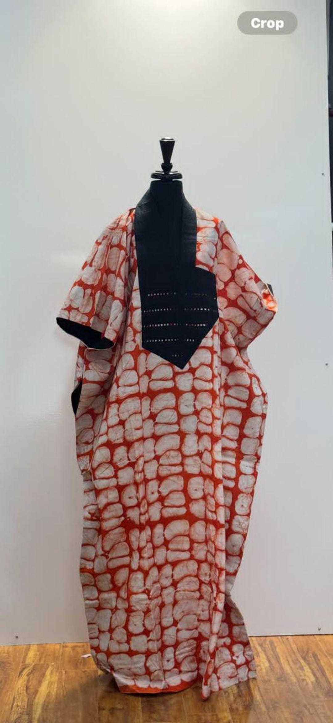 Red and Black Adire Kaftan Handmade African Women’s Boubou Dress ...