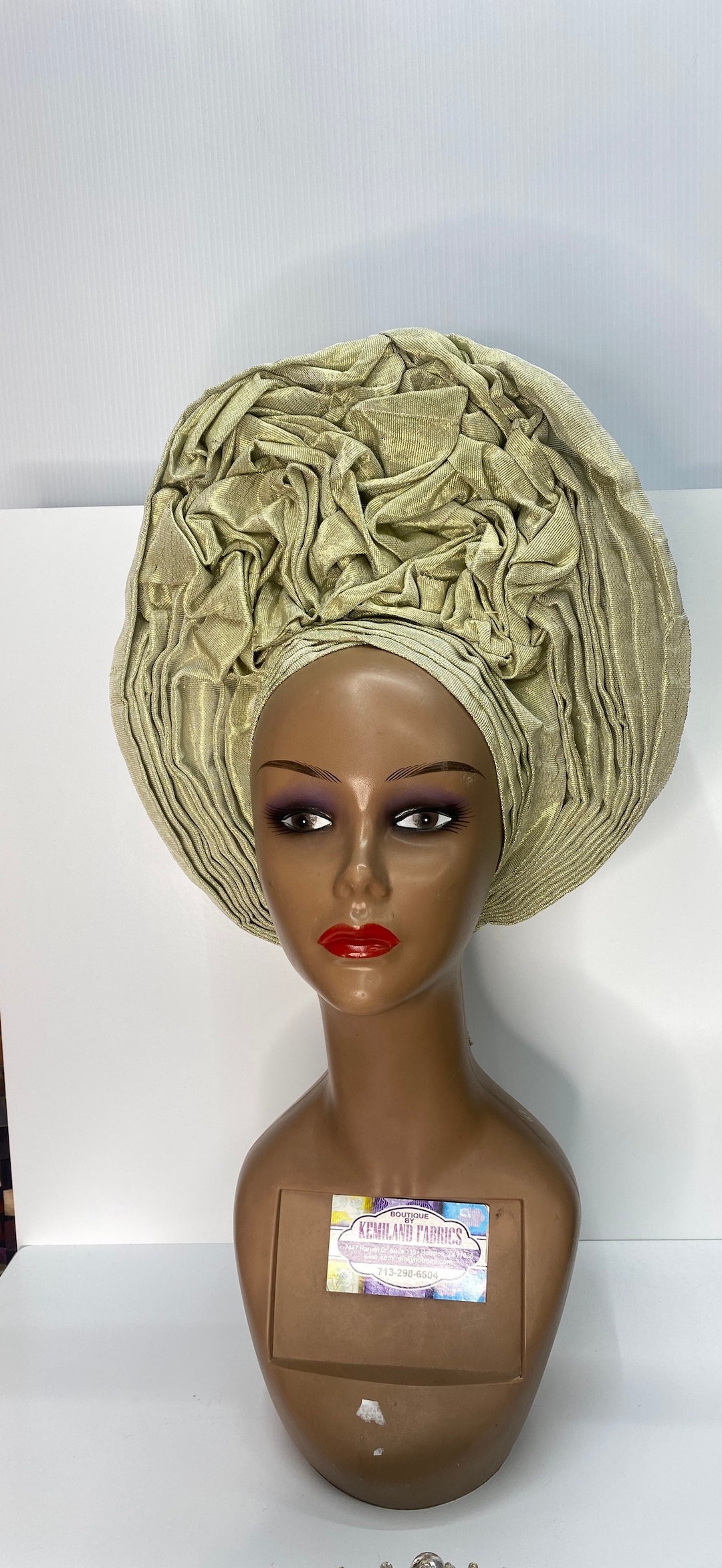 Champagne Gold Autogele, Yoruba Pretied Gele Fabrics, Perfect for ...