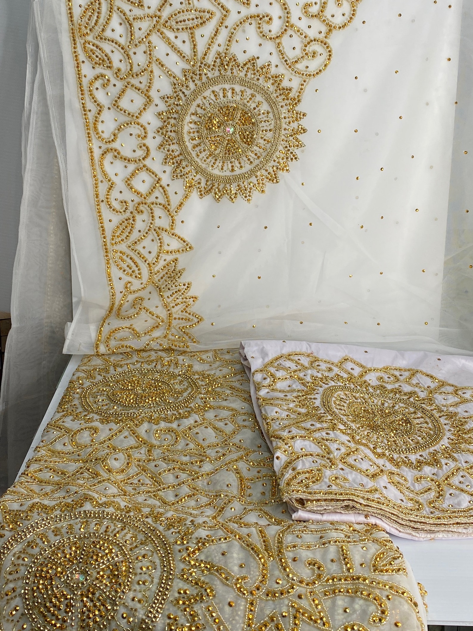 Igbo Wedding Fabric: Beaded George Material for Traditional Bridal ...