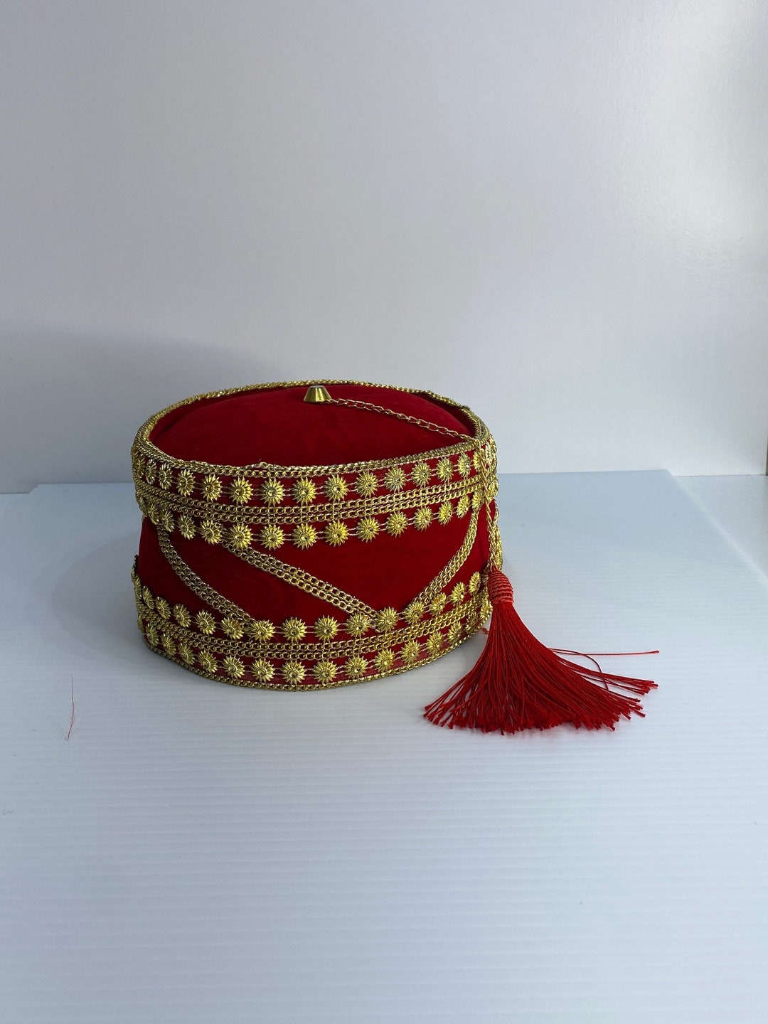 Luxury Handmade African Men Hat: Igbo Red Igwe Crown Velvet Suede Cap ...