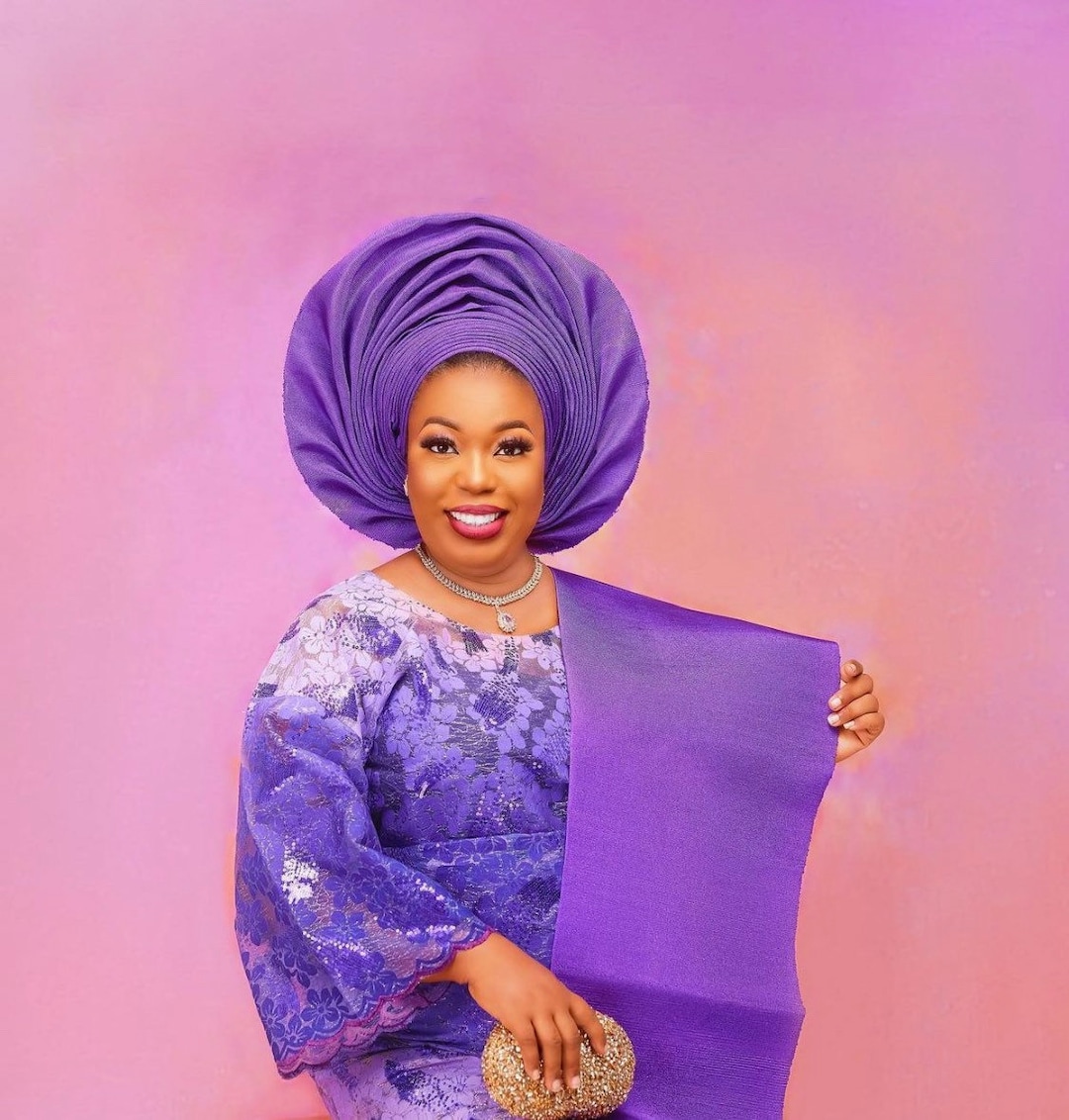 Purple Aso Oke Gele and Ipele Set: Nigerian Wedding Headtie - Etsy