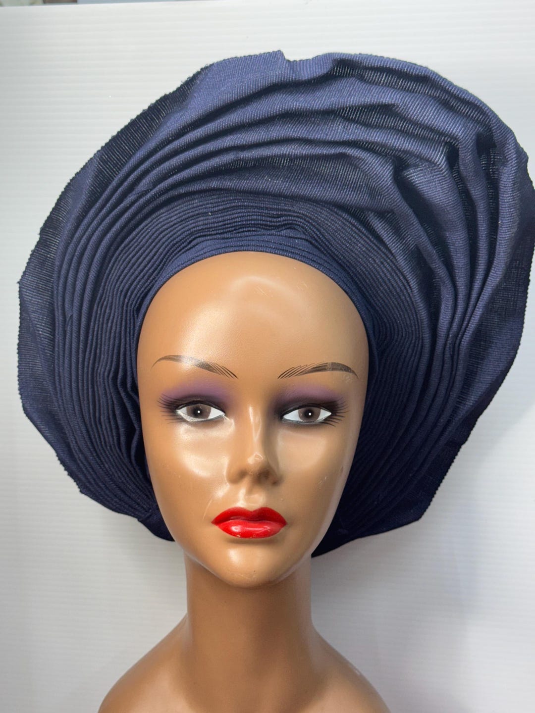 Navy Blue Auto Gele: Ready to Wear Nigerian Wedding Headwrap - Etsy
