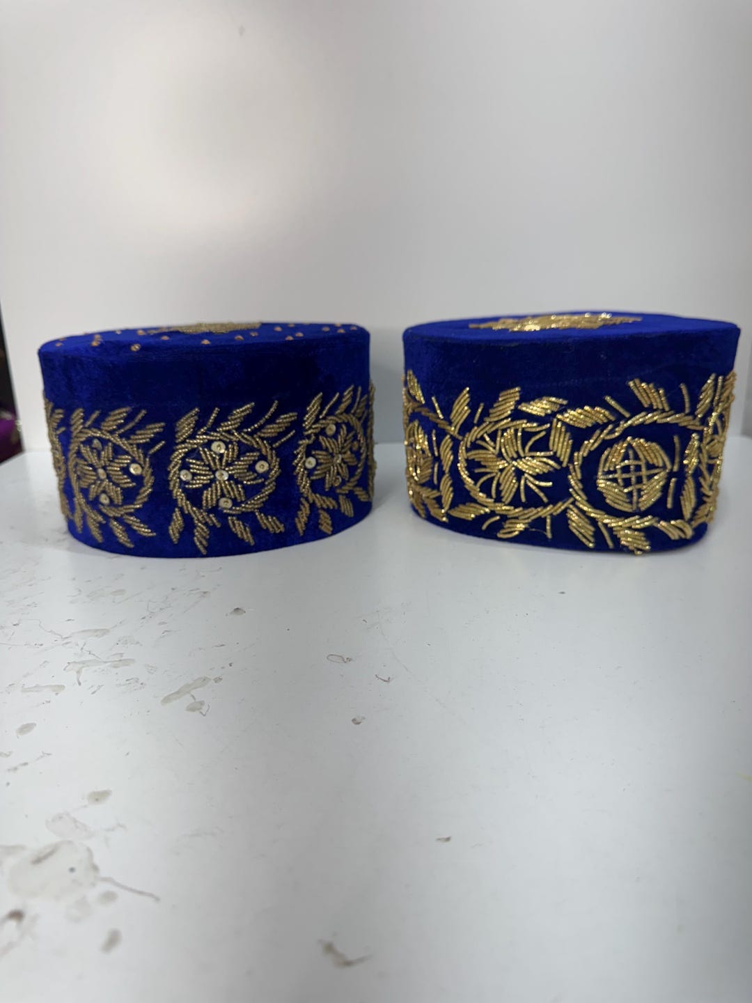 Royal Blue Gold Ozo Igbo Royal Cultural Cap, Ichie Ibo Hat, Nigerian ...