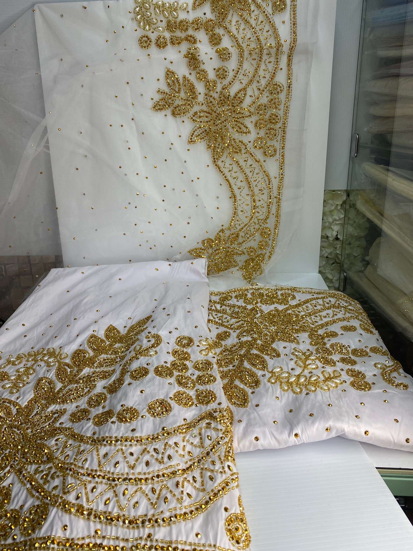 Igbo Wedding Fabric: Beaded George Material for Traditional Bridal ...