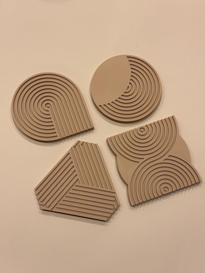 Minimalist Mid-century Modern Coasters Geometric Groove Patterns With ...