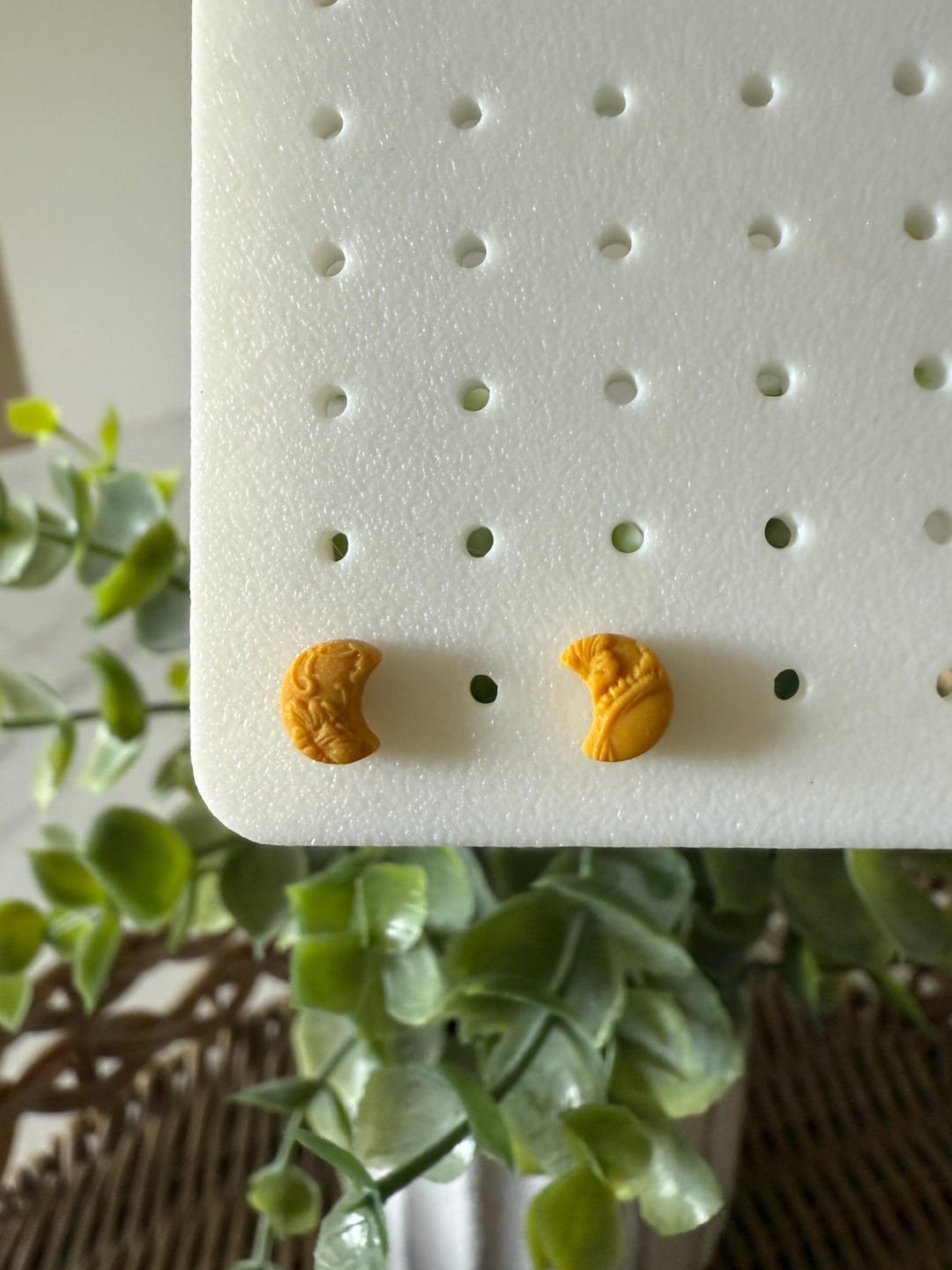 Mini Floral Moons - Mustard Yellow/gold - Handmade Polymer Clay ...
