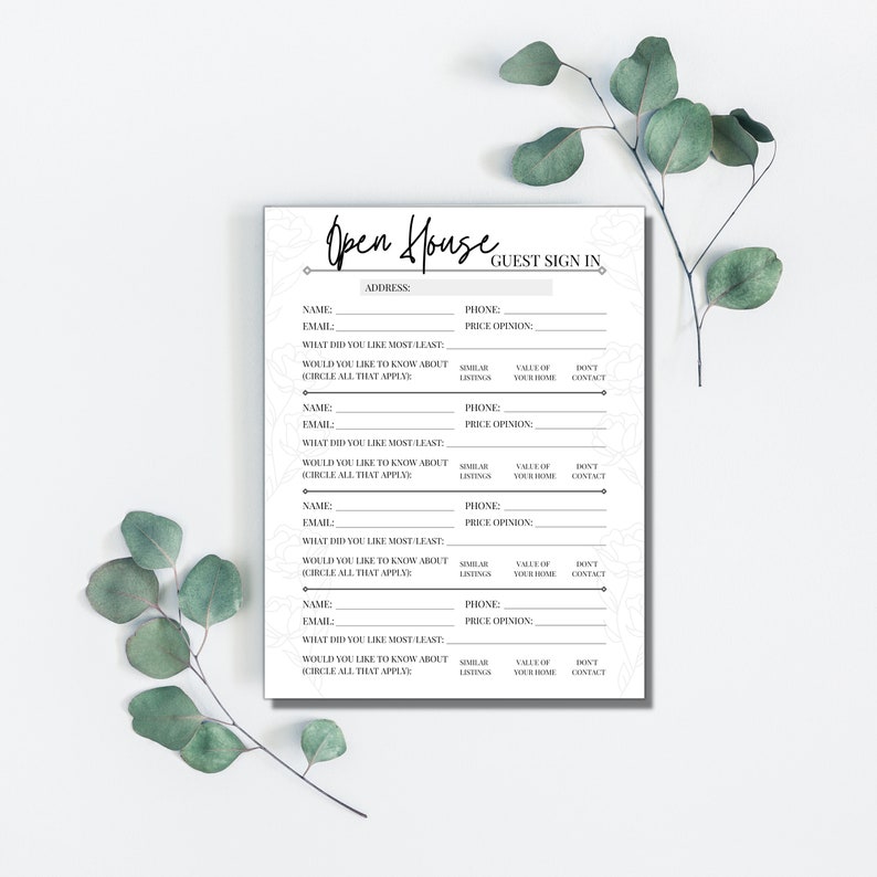 Open House Sign in Sheet for Realtors, 15 Customizable Designs in Canva ...