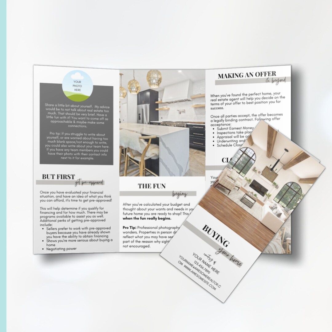 Home Buying Guide Tri-fold Brochure - Simplified | Editable Buyer ...
