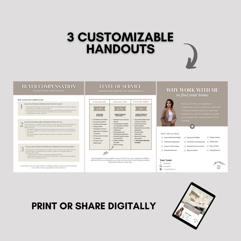 Buyer Agent Commission and Compensation Flyers | Home Buying Handouts ...