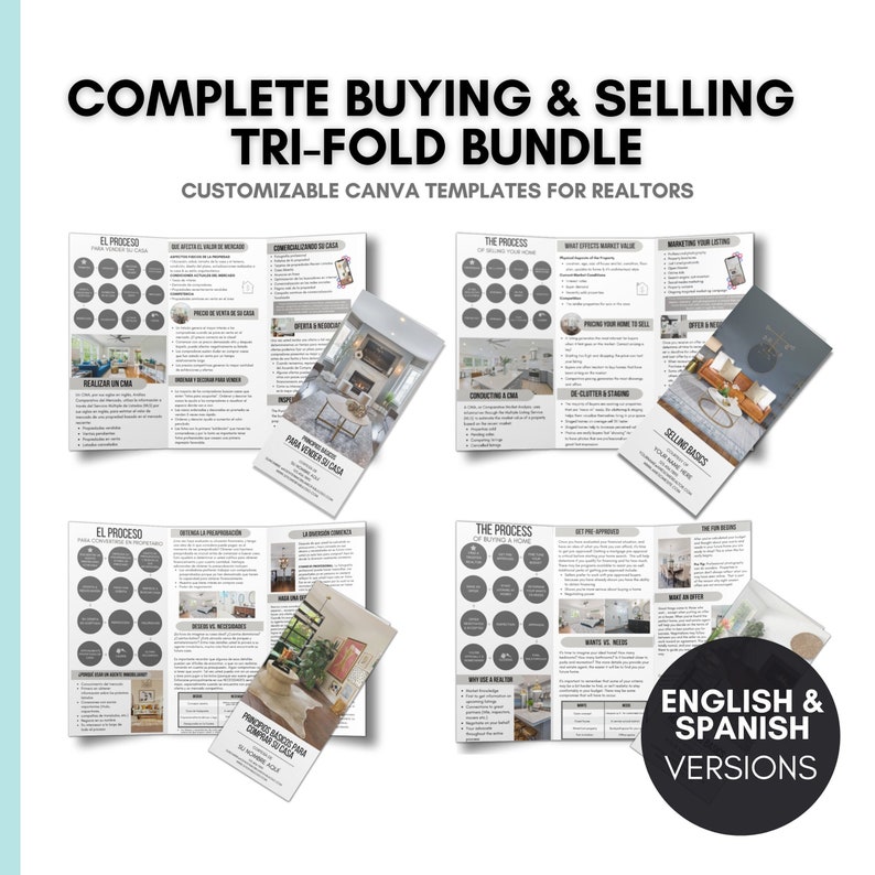 Complete Home Buying & Selling Tri-fold Brochure Bundle English and ...