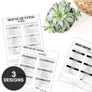 Customizable House Hunting Checklist for Realtors, 3 Editable Templates ...