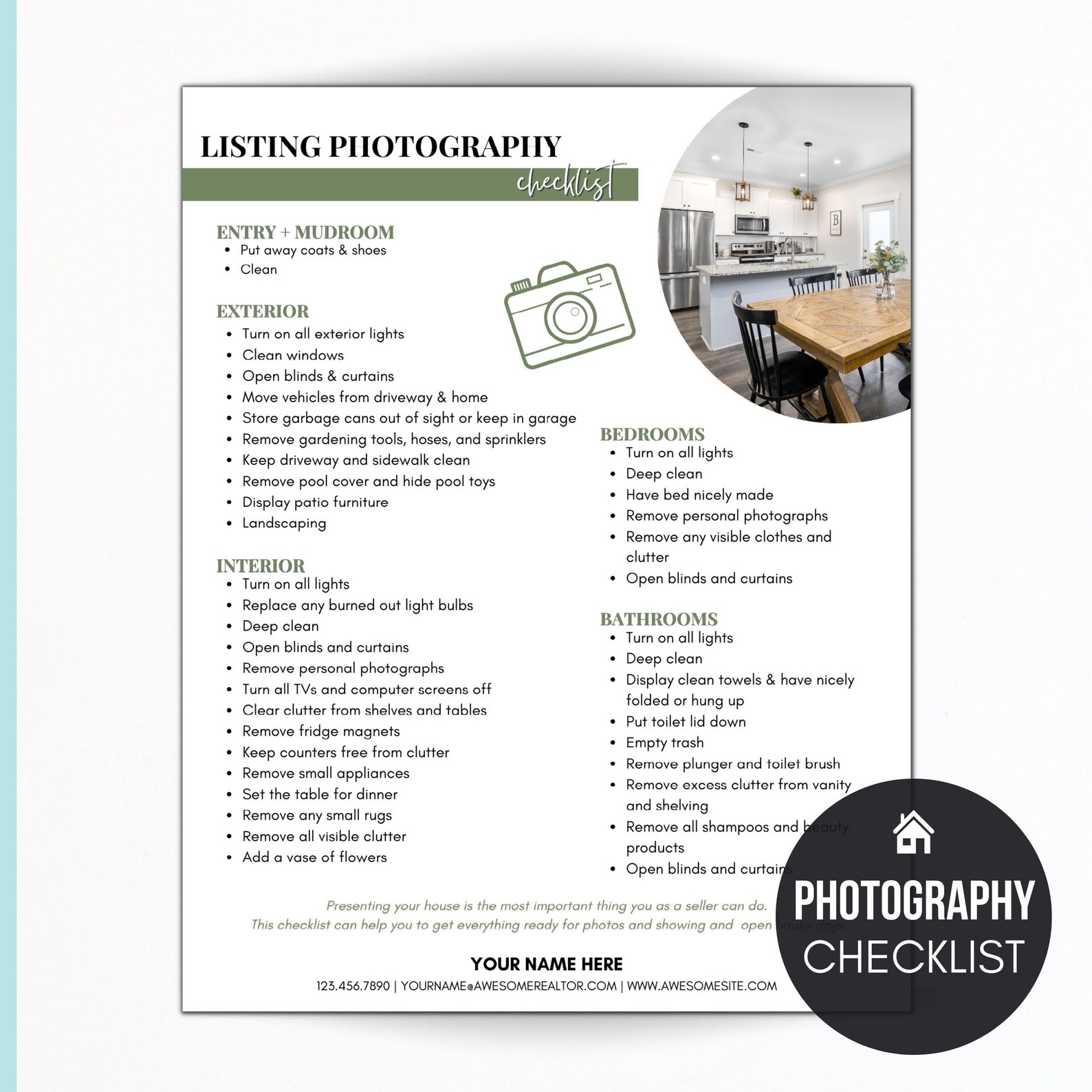 Listing Photography Checklist | Marketing Templates for Realtors ...