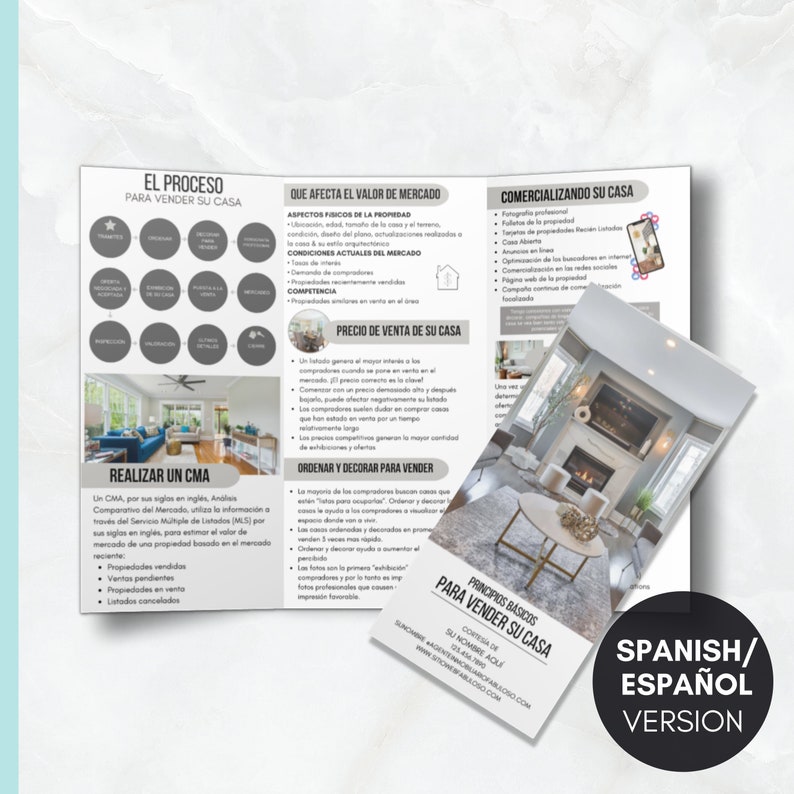 Spanish Home Selling Guide Tri-fold Brochure Template (canva Editable ...