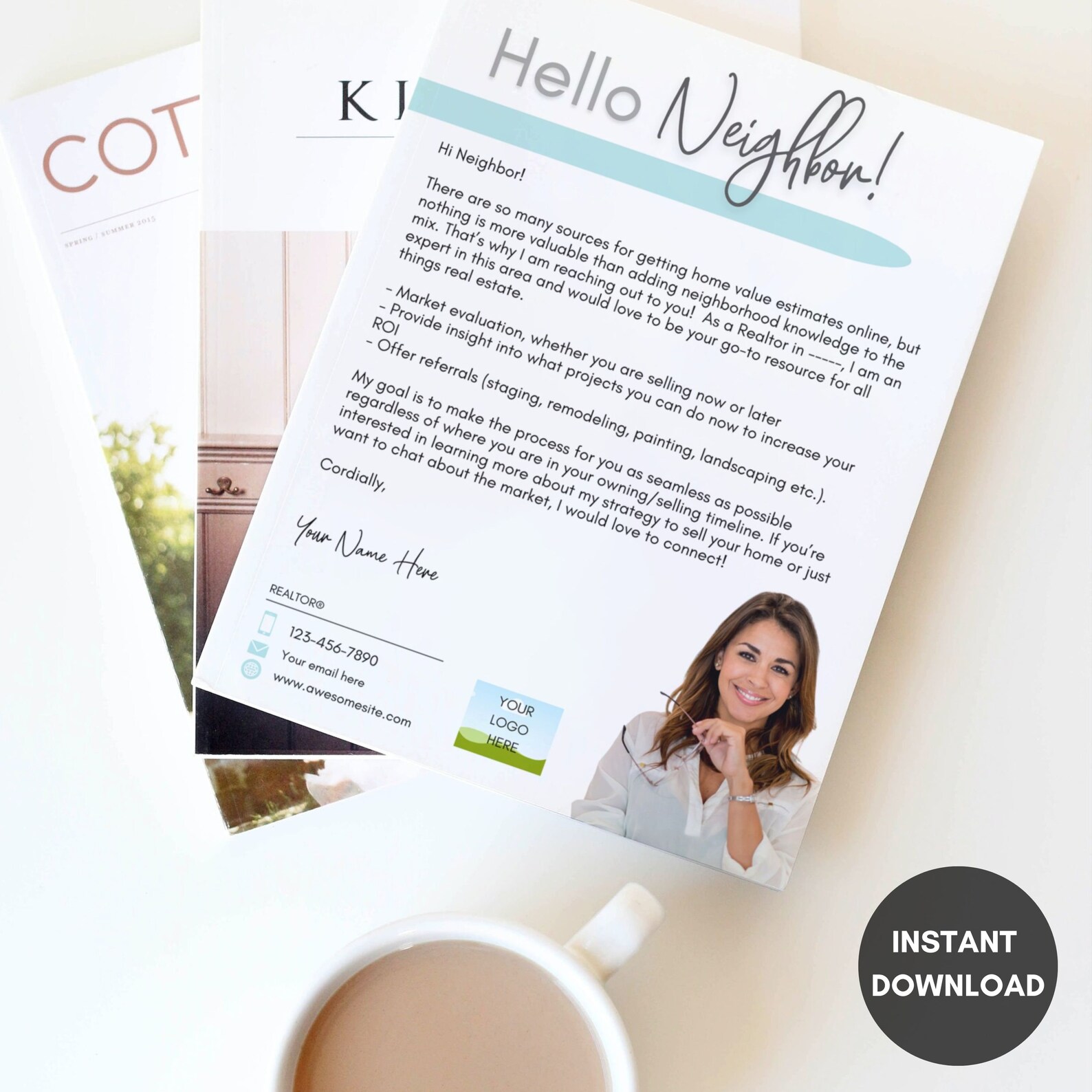 Hello Neighbor Introduction Letter for Realtors | Customizable Farming ...