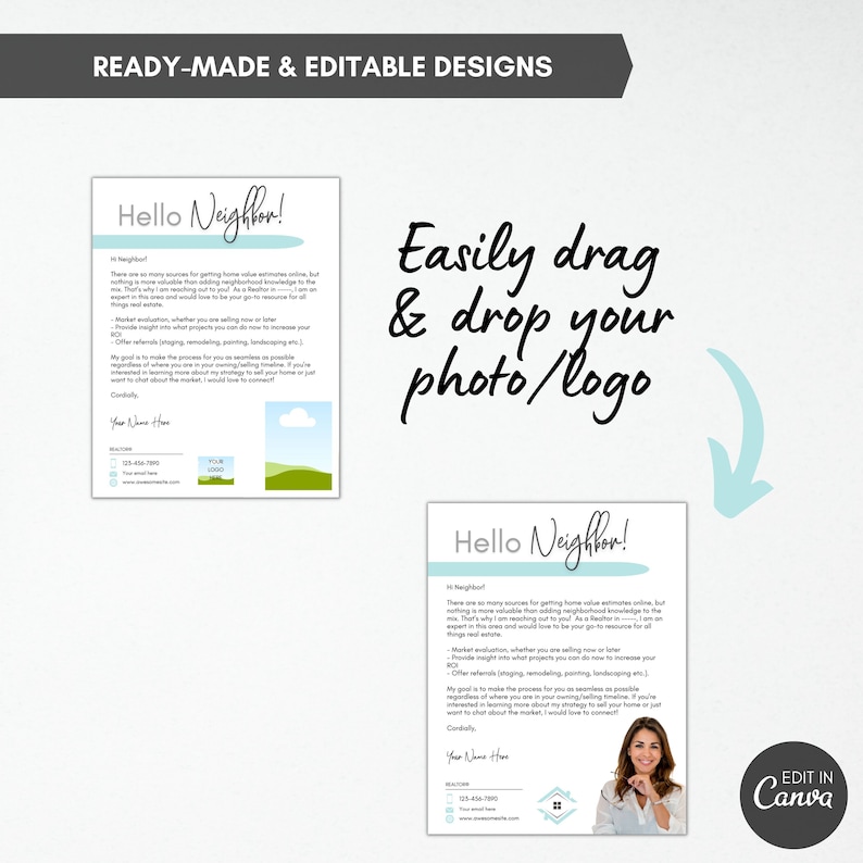Hello Neighbor Introduction Letter for Realtors | Customizable Farming ...