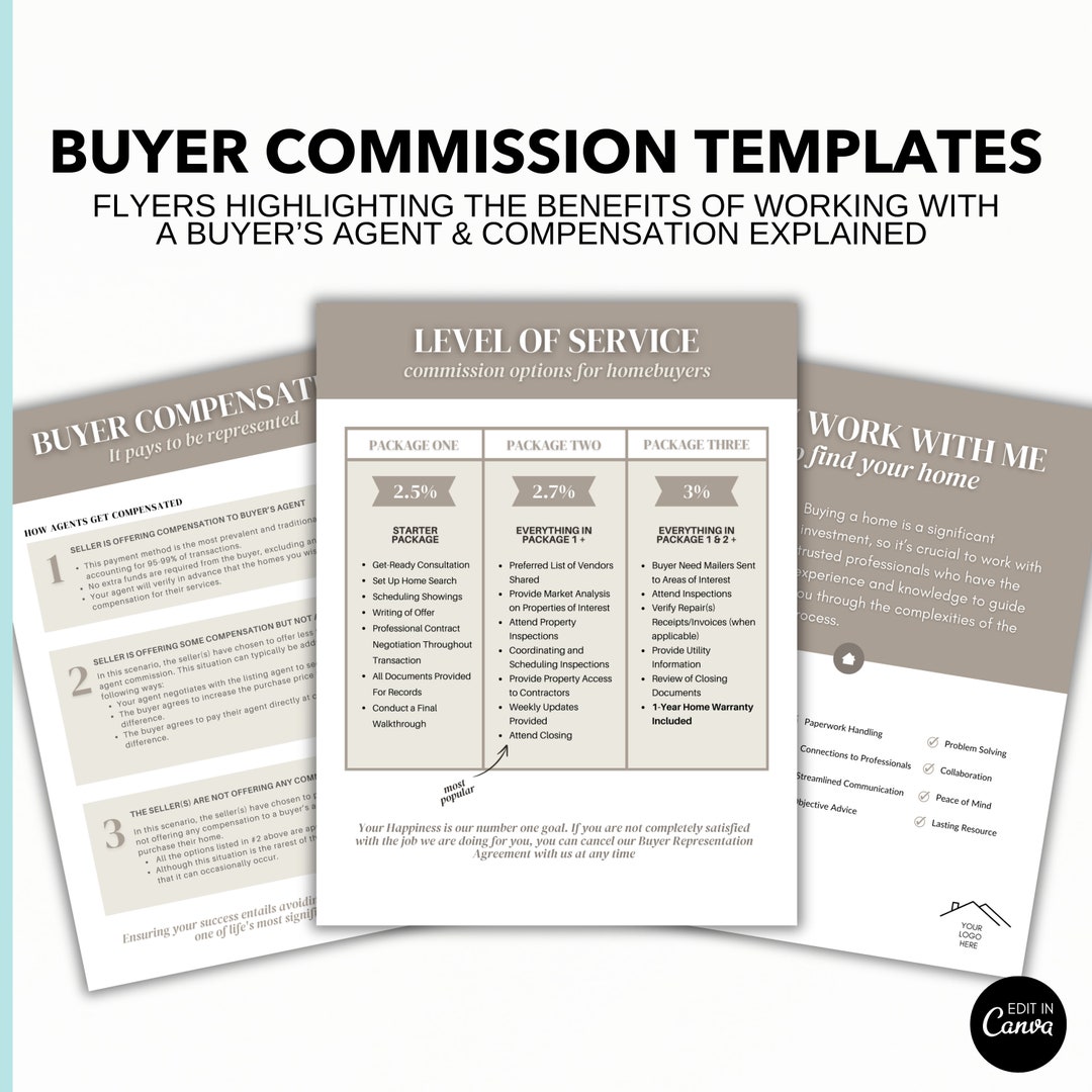Buyer Agent Commission and Compensation Flyers | Home Buying Handouts ...