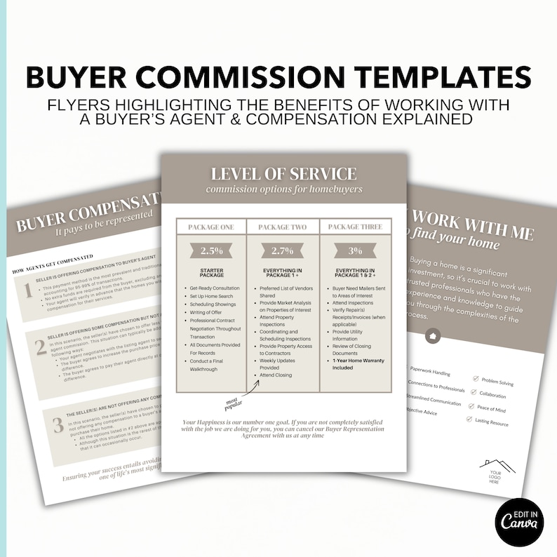 Buyer Agent Commission and Compensation Flyers | Home Buying Handouts ...