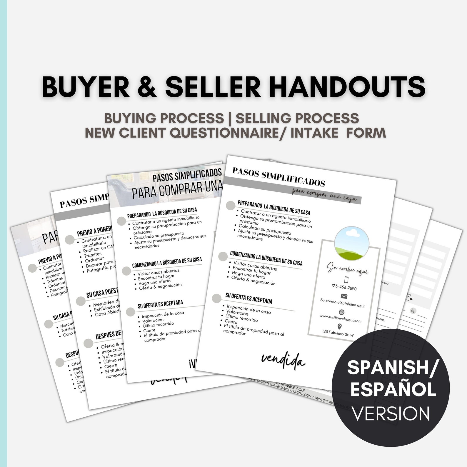 Process of Buying & Selling a Home Flyer and Client Intake Form Bundle ...