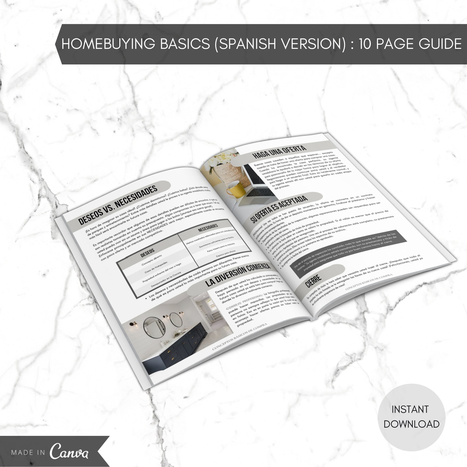 Spanish Home Buyer Handbook: Realtor Marketing Template (canva Editable ...