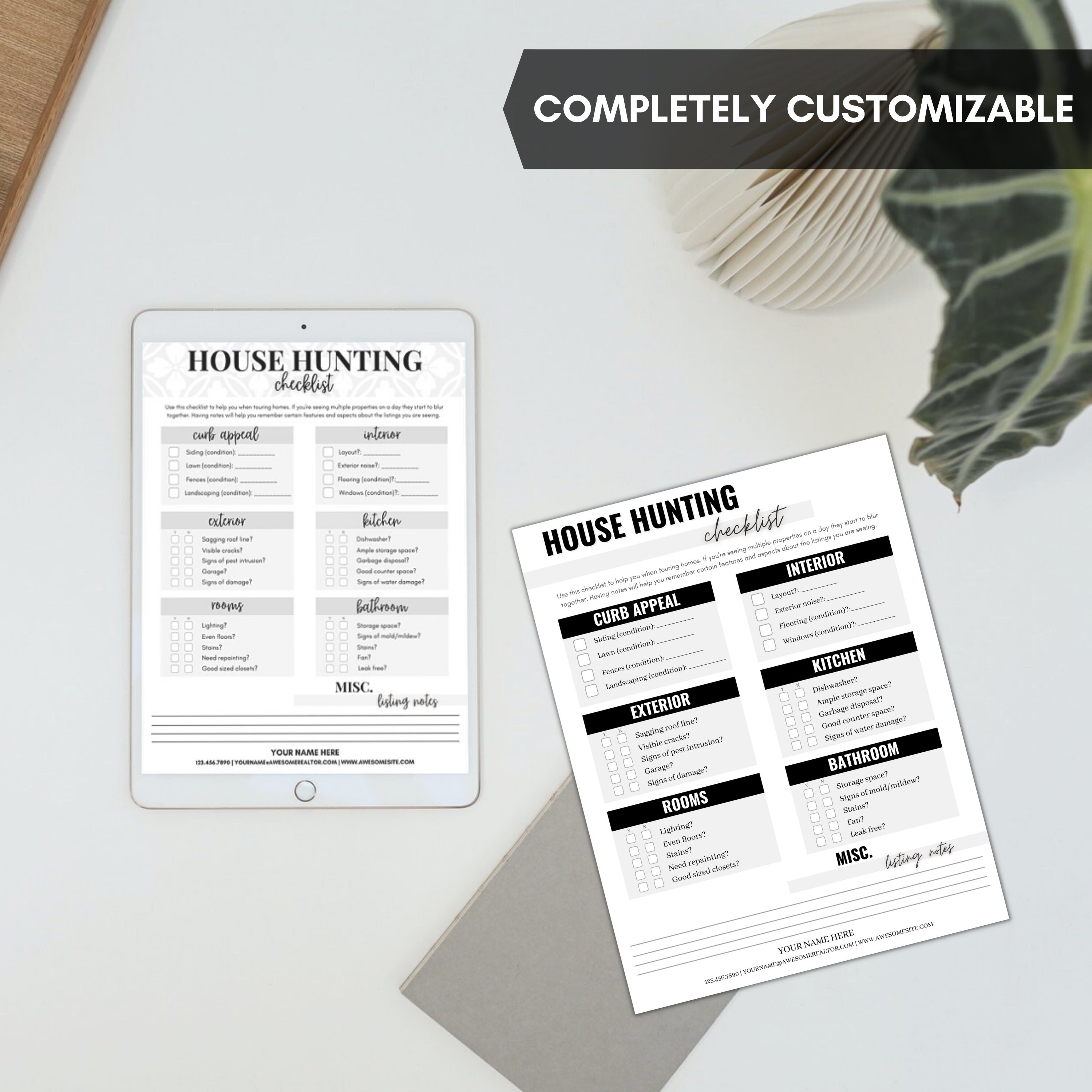 Customizable House Hunting Checklist for Realtors, 3 Editable Templates ...