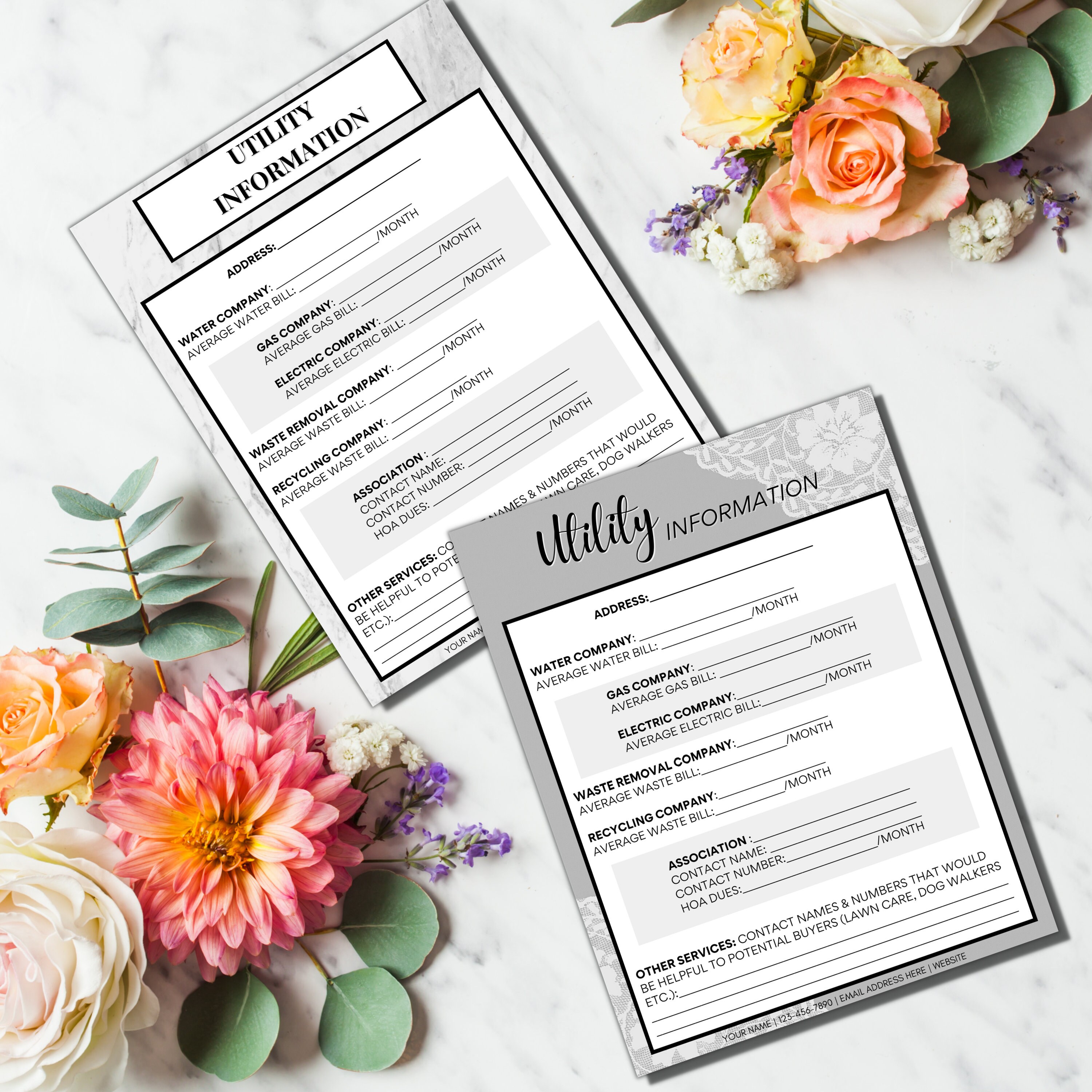 Customizable Utility Provider Information Templates for Realtors, 10 ...